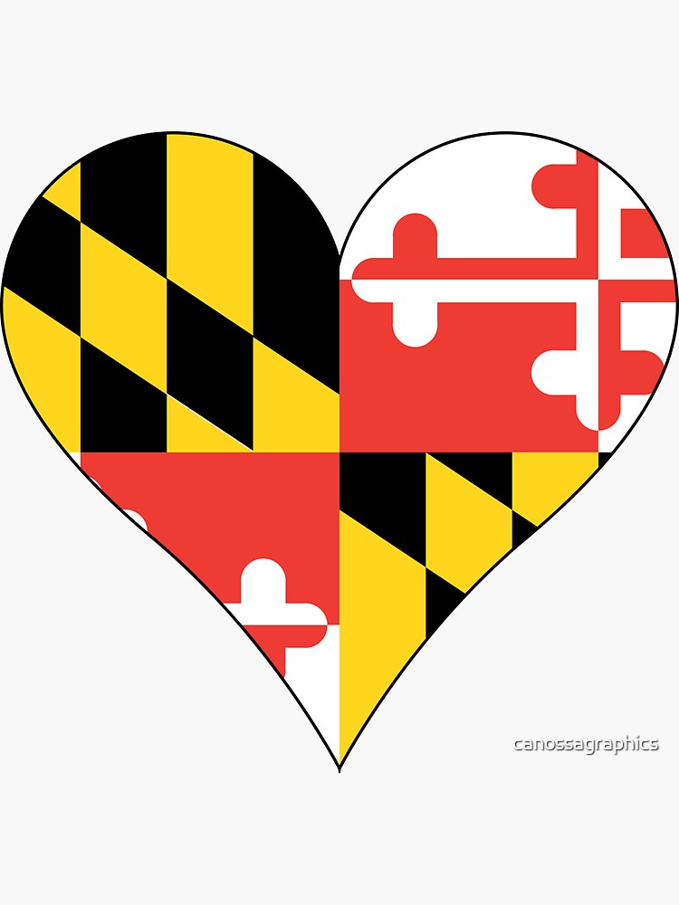 "Maryland Flag Heart Shape" Sticker for Sale by canossagraphics | Redbubble
