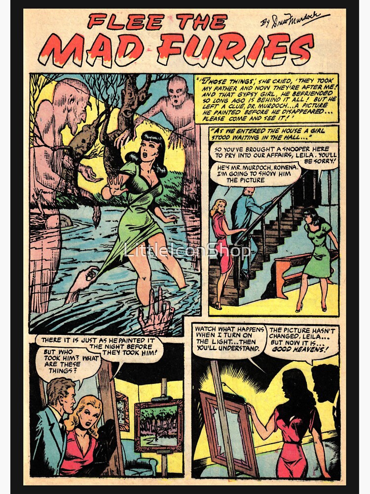 "Mad Furies Comic Page Horror Sci-Fi Retro Vintage 50s" Sticker by ...