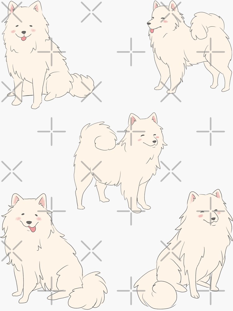 "Cute Samoyed dog cartoon illustration- 5 Samoyed pack " Sticker by ...