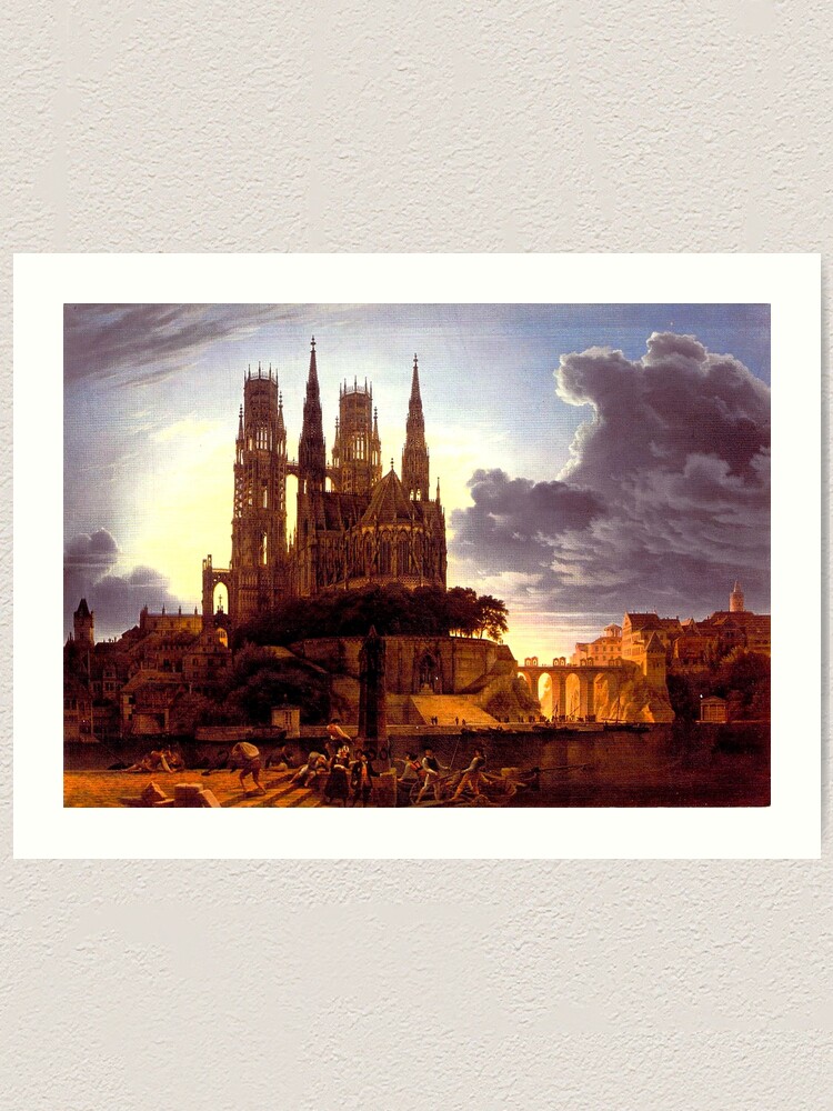 "Cathedral Towering over a Town - Karl Eduard Biermann (c. 1830)" Art ...