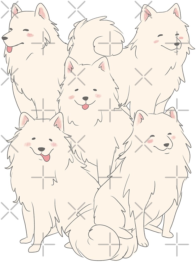 "Cute Samoyed dog cartoon illustration- 5 Samoyed" Poster for Sale by ...