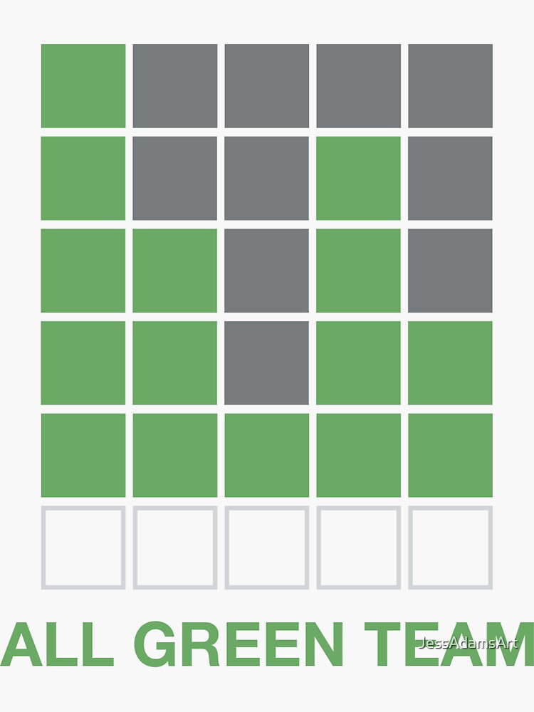 "Wordle - All Green Team" Sticker by JessAdamsArt | Redbubble