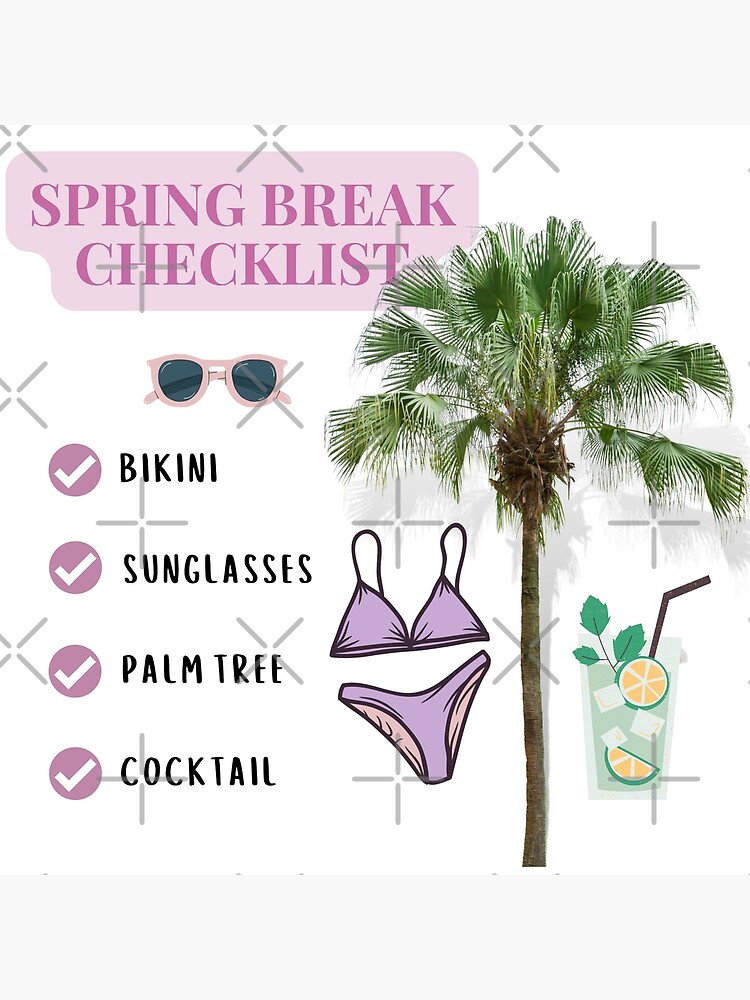 "spring break fun essentials check list design" Poster for Sale by ...