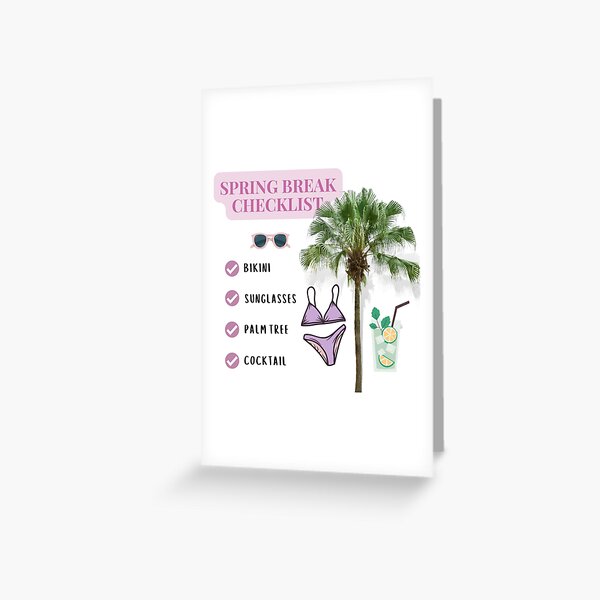 "spring break fun essentials check list design" Greeting Card for Sale ...
