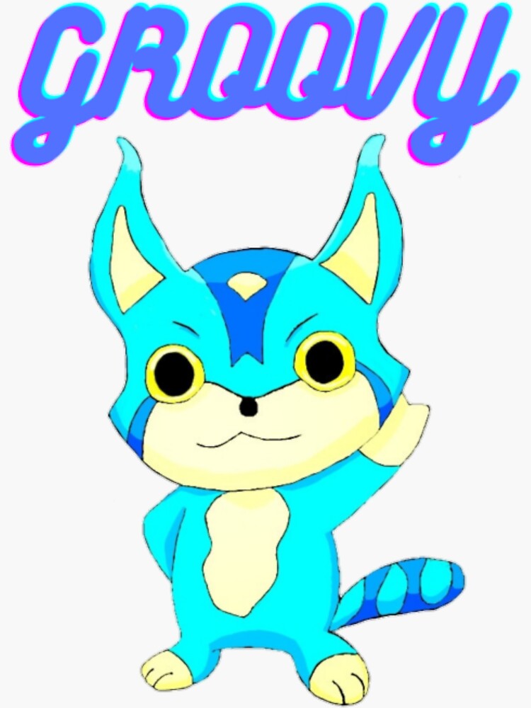 " Groovy Golden Light Blue Cat " Sticker for Sale by CreatureWorldZ ...