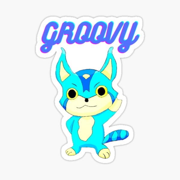 " Groovy Golden Light Blue Cat " Sticker for Sale by CreatureWorldZ ...