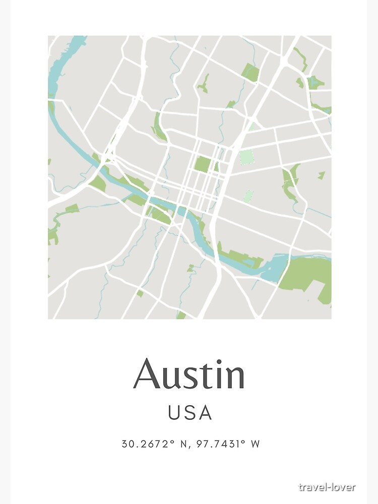 "Square Austin Travel Map with Coordinates" Poster for Sale by travel ...