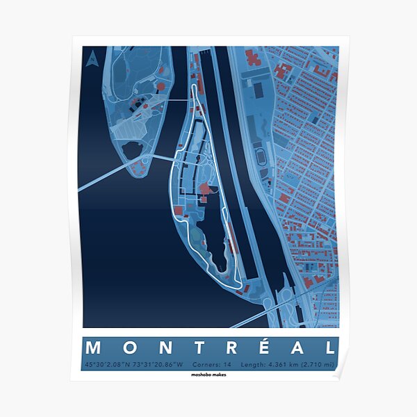 "Circuit Gilles Villeneuve, Montreal | Formula 1 Poster | Track Map ...