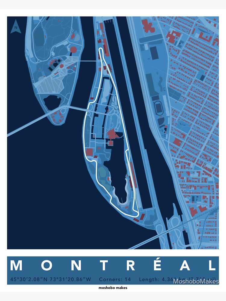 "Circuit Gilles Villeneuve, Montreal | Formula 1 Poster | Track Map ...