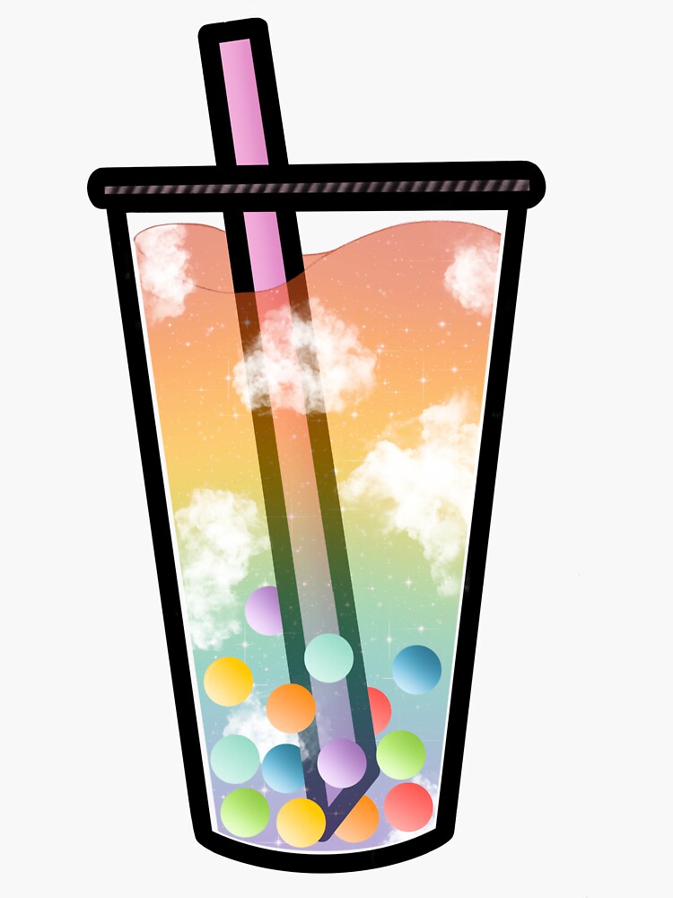 "Rainbow Boba" Sticker by CookieMoonGB | Redbubble