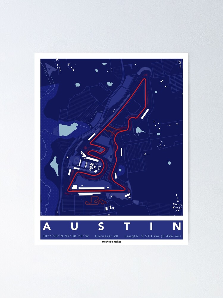 "Circuit of the Americas, Austin | Formula 1 Poster | Track Map" Poster ...