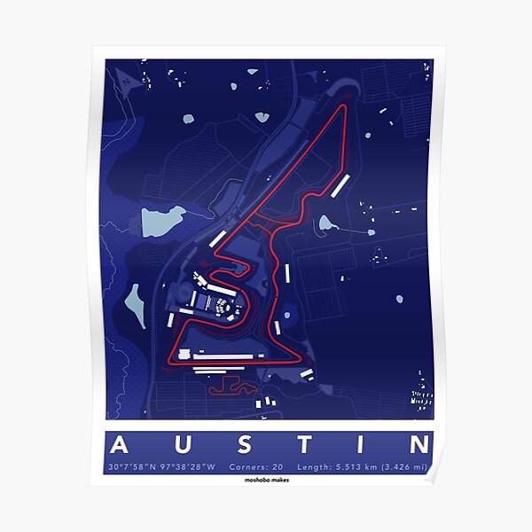 "Circuit of the Americas, Austin | Formula 1 Poster | Track Map" Poster ...