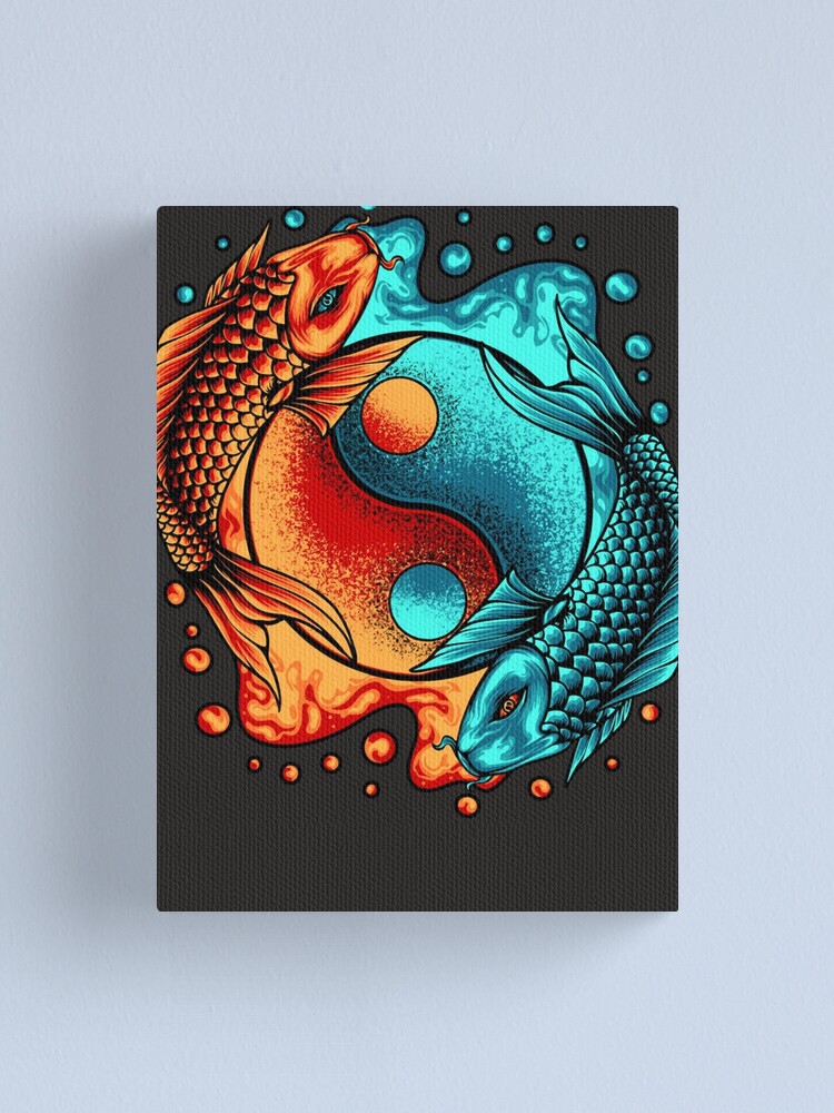 "Yin & Yang Dragon Carp Garden Pond Japanese Koi Carp Sticker" Canvas ...
