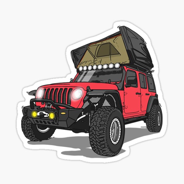 "Jeep Wrangler Jeep Wrangler Camp Time - Salmon Red Jeep" Sticker by ...