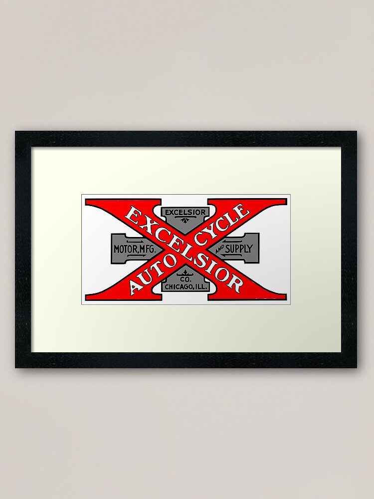 "Vintage Excelsior Motorcycle Logo" Framed Art Print by pdgraphics ...