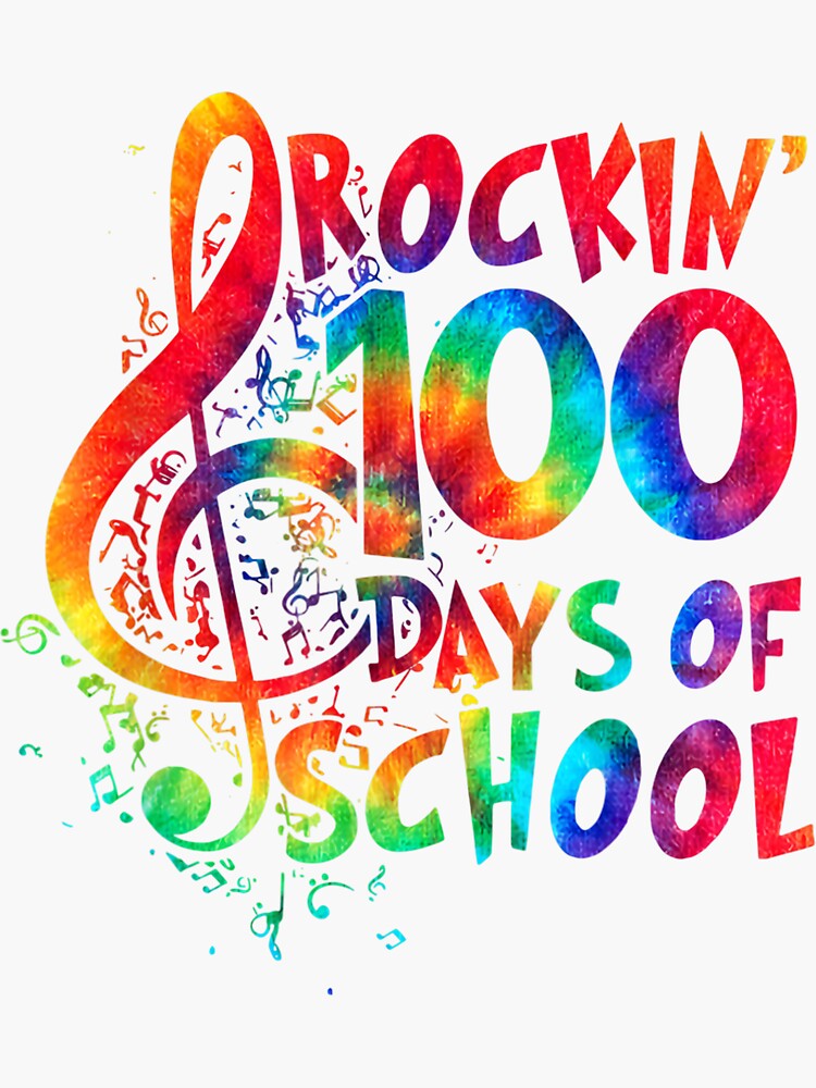 "100th Day Of School Music Teacher 100 Days Musician" Sticker by ...