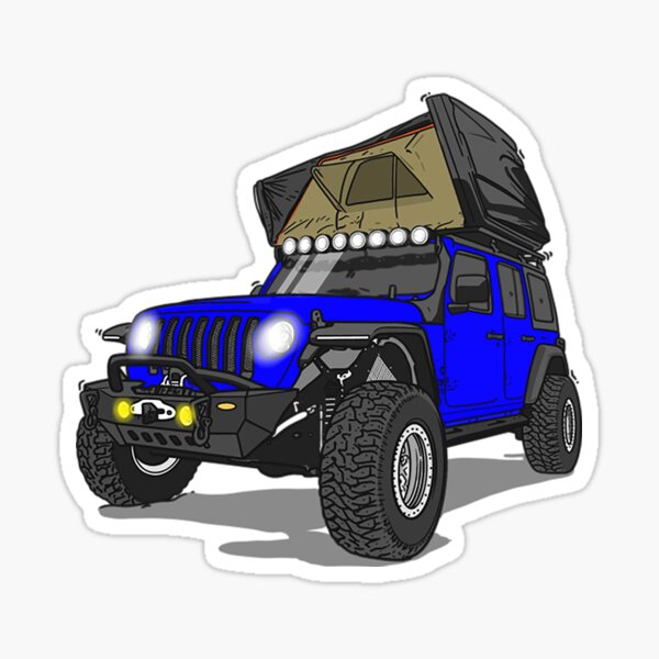 "Jeep Wrangler tJeep Wrangler Camp Time - Medium Blue" Sticker by ...