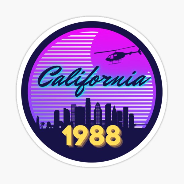 "Retro California 1988" Sticker by Art-of-Sheldon | Redbubble