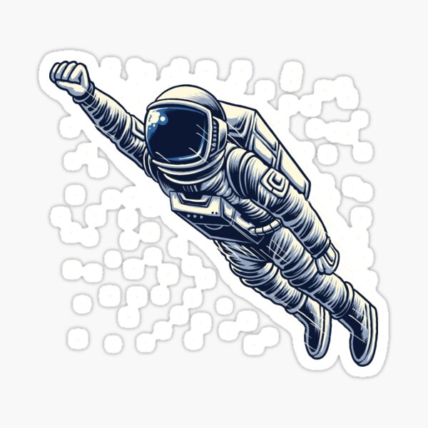 "Astronaut Flying In Space - Astronaut Moon Landing" Sticker by ...