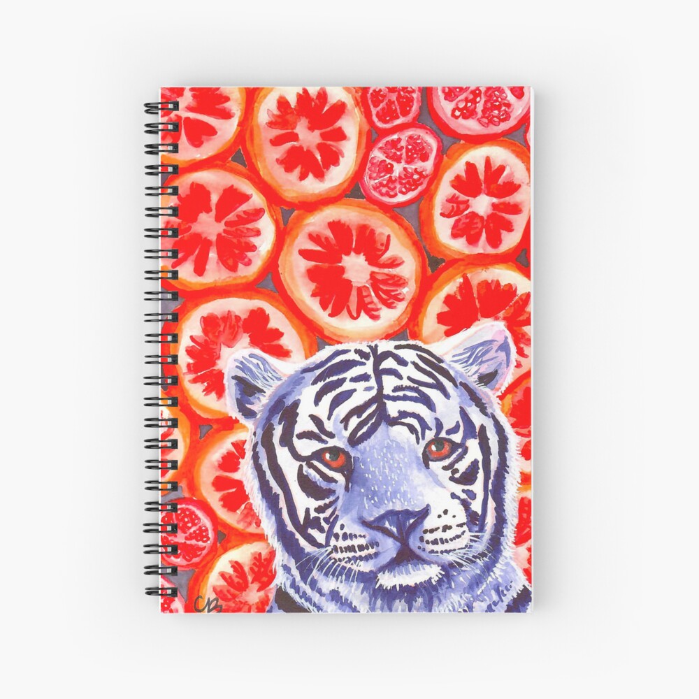 "Tiger with fruit background watercolor painting " Spiral Notebook by ...