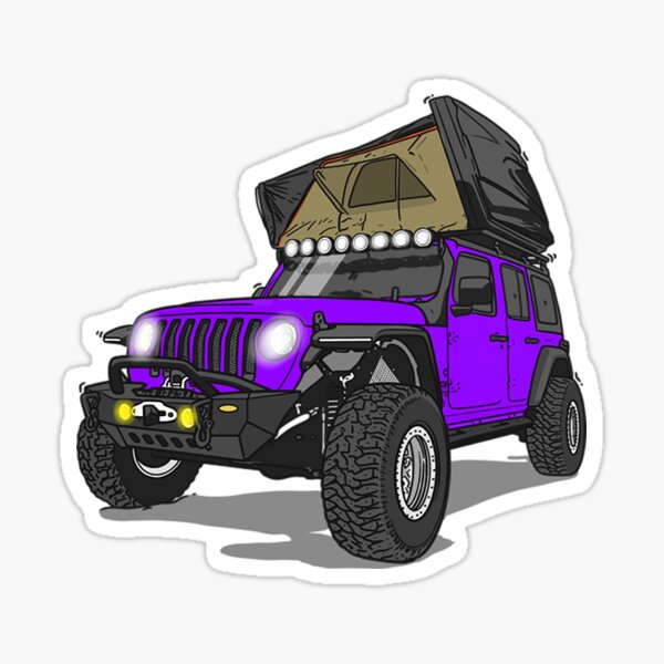 "Jeep Wrangler Jeep Wrangler Camp Time - Purple Jeep" Sticker by ...