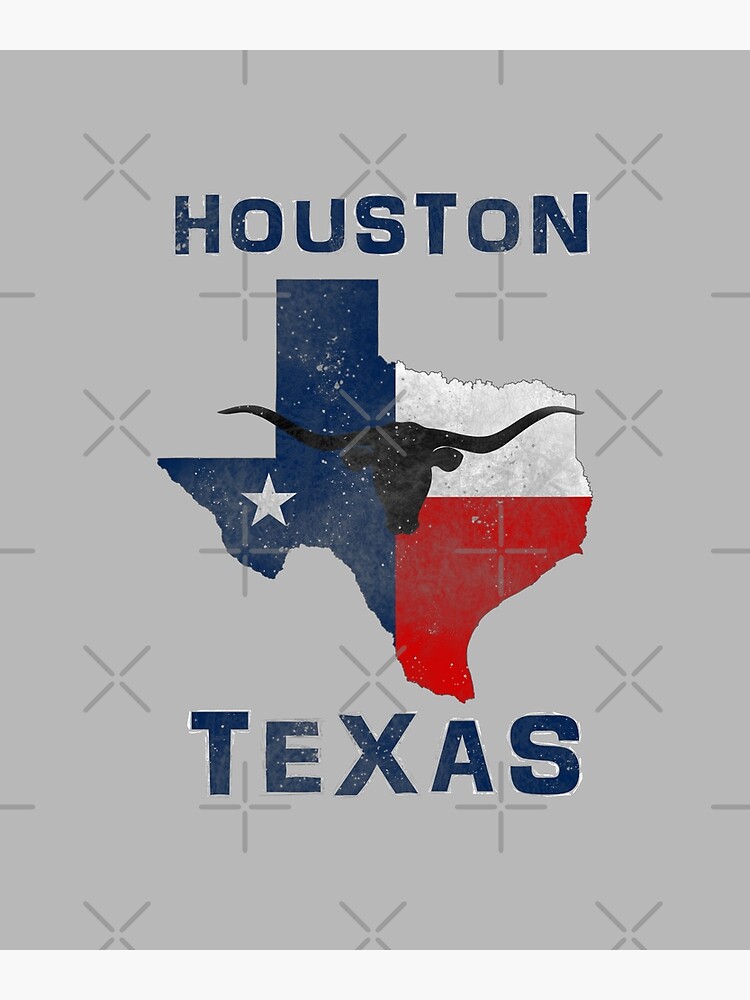 "Houston Texas with state flag and longhorn silhouette by Mortal ...