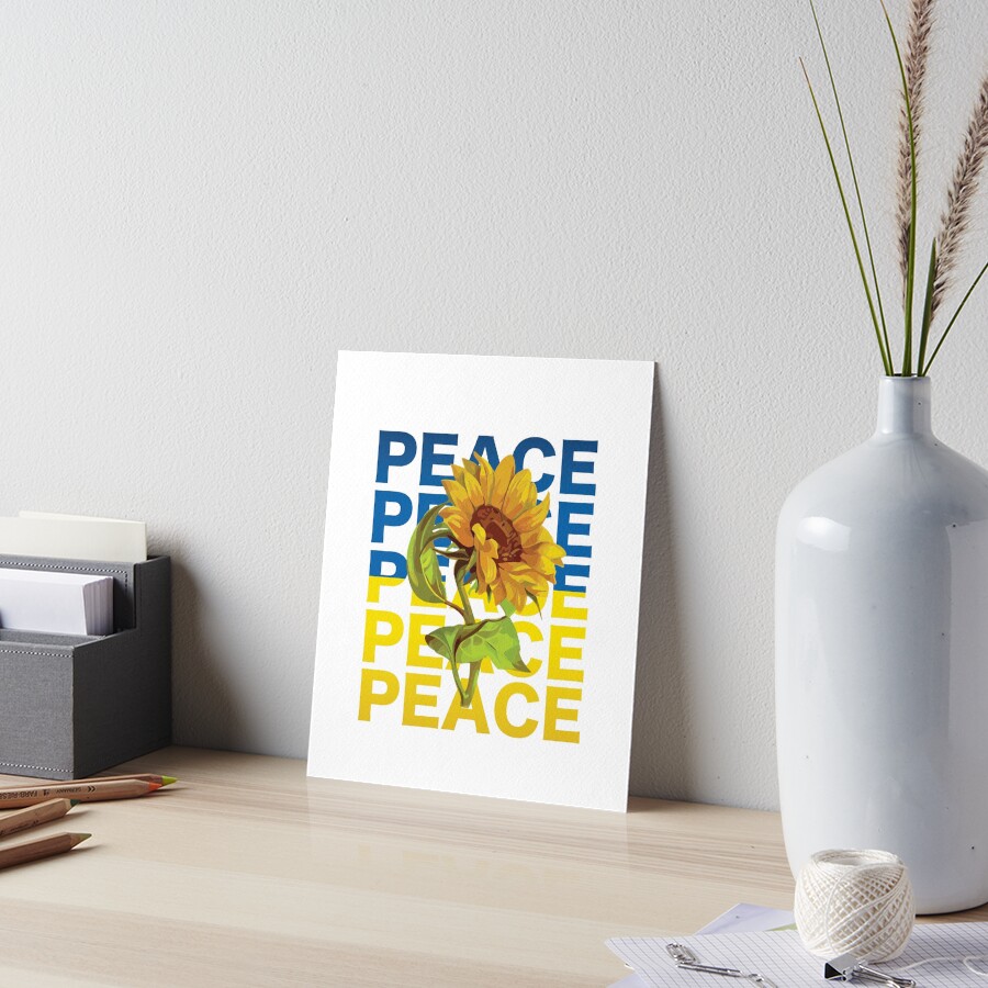 "PEACE & Sunflower" Art Board Print by koonam | Redbubble