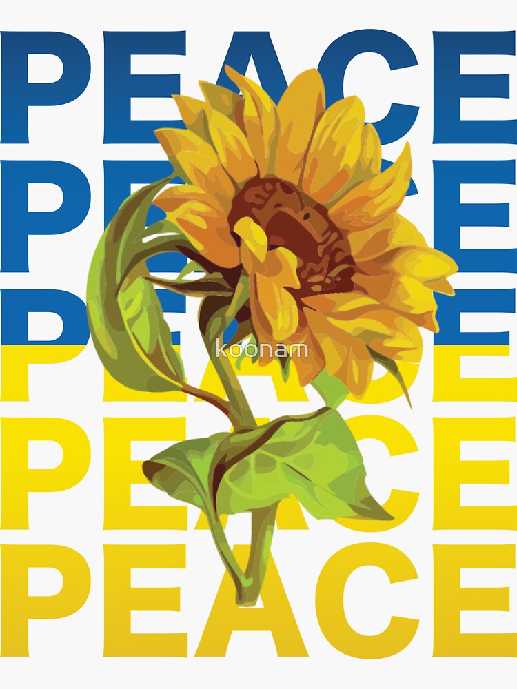 "PEACE & Sunflower" Sticker by koonam | Redbubble
