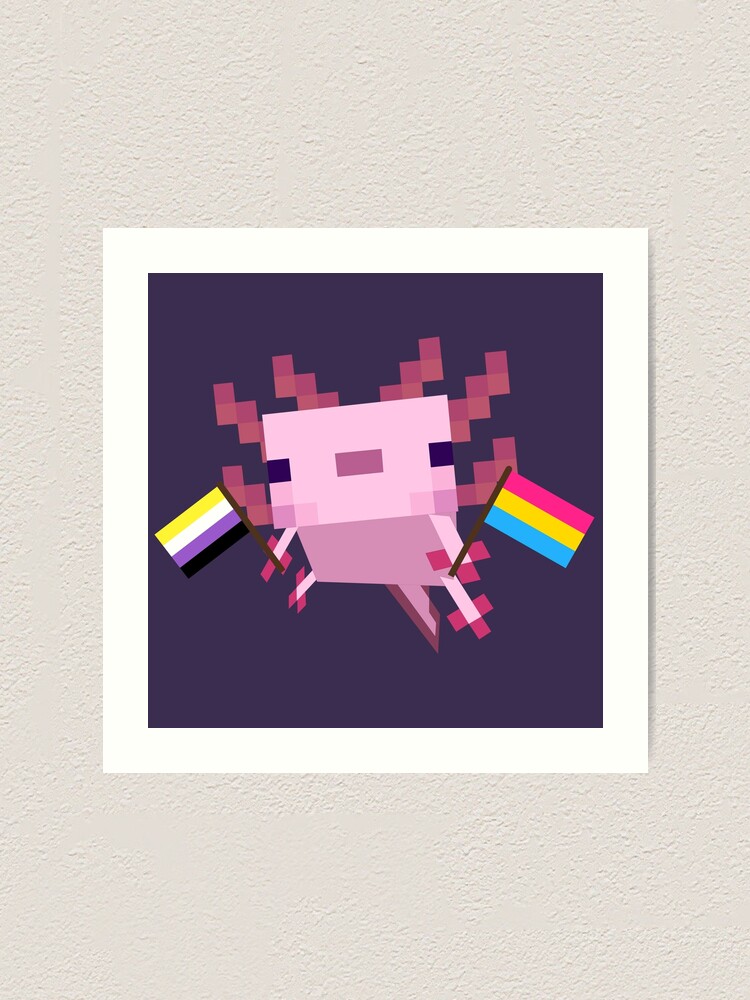 "Pan and Non Binary Minecraft Axolotl" Art Print by Charloote | Redbubble