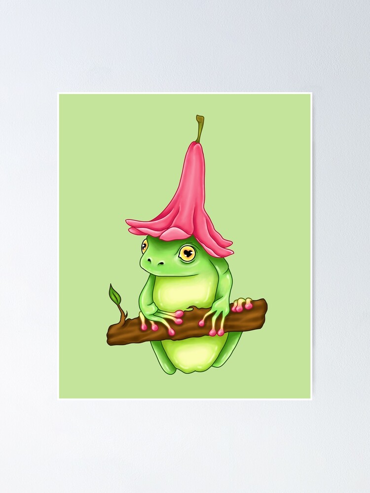 "tree frog with flower hat" Poster for Sale by corduroywitch | Redbubble