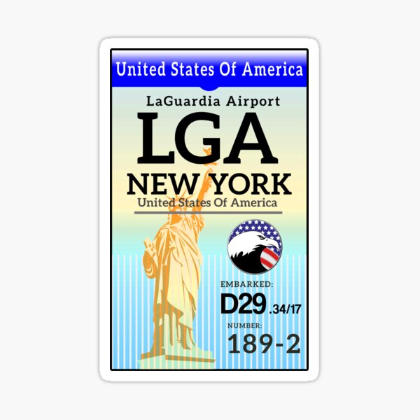 "NEW YORK CITY LAGUARDIA LUGGAGE TAG BOARDING LGA AIRPORT UNITED STATES ...