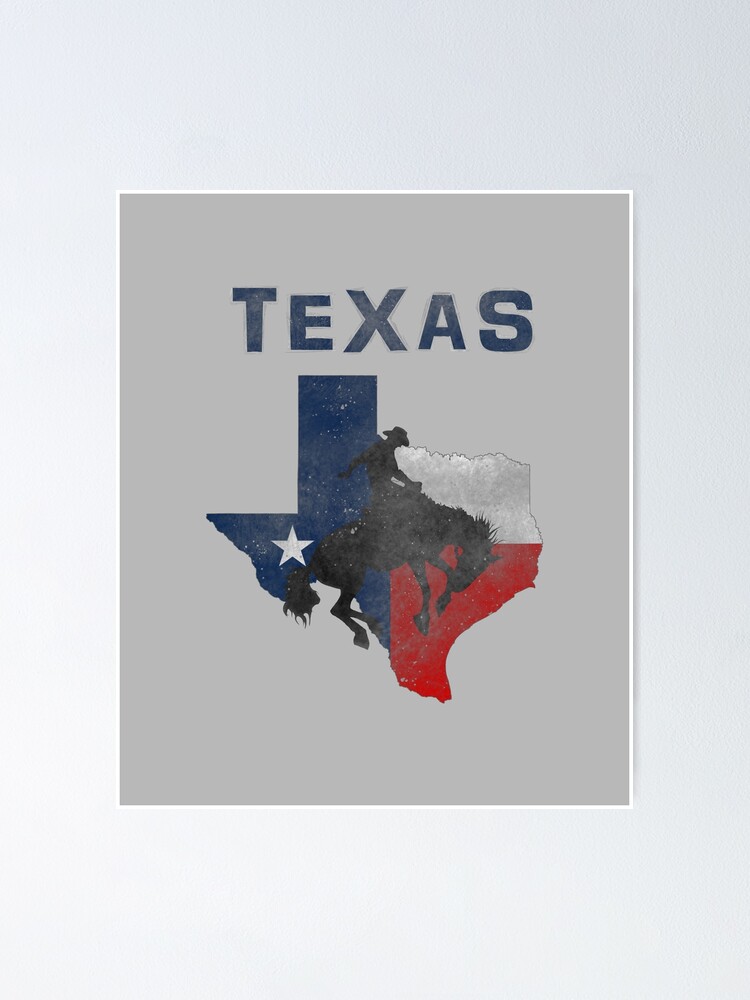 Póster «Texas azul con los colores de la bandera del estado y silueta ...