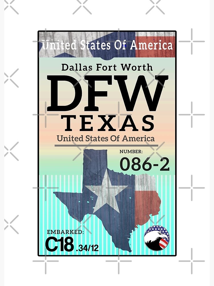 "DALLAS FORT WORTH AIRPORT TEXAS LUGGAGE BAGGAGE TAG FLAG DFW" Poster ...