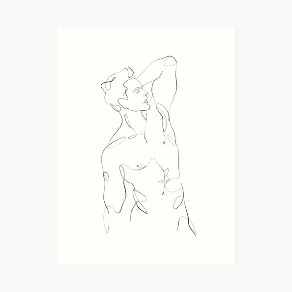 "Male figure one line drawing, minimalist male body forms" Art Print by ...