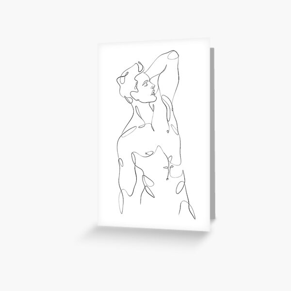 "Male figure one line drawing, minimalist male body forms" Greeting ...