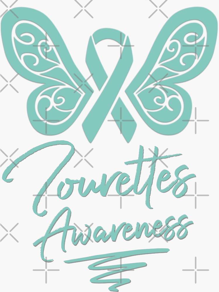"Tourettes Awareness Teal Ribbon Butterfly - Tourette Syndrome" Sticker ...