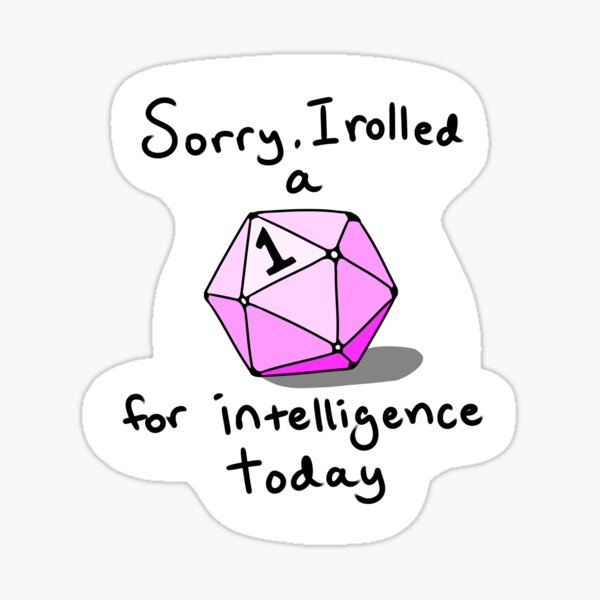 "Nat 1 for Intelligence (Pink)" Sticker by Jets-Emporium | Redbubble