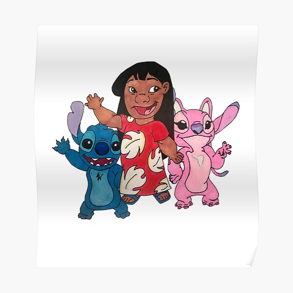 "Stitch angel pink and Lilo" Poster for Sale by trozstreet | Redbubble