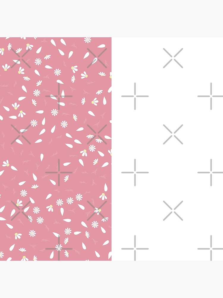 Poster « Feuilles de camomille blanche sur blanc fendu vertical et rose ...