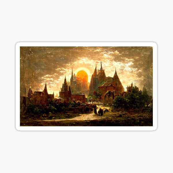 "Medieval Fantasy Town" Sticker by ErianAndre | Redbubble