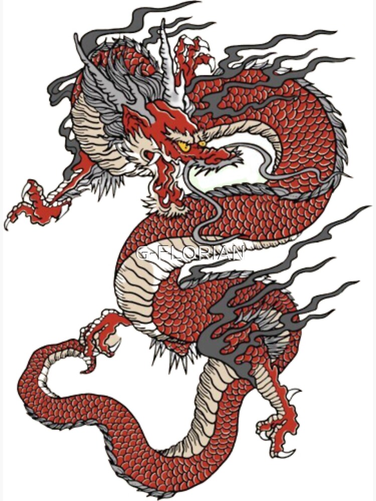 "Japanese red dragon design " Poster for Sale by G-FLORIAN | Redbubble