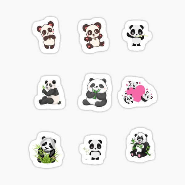 "panda cute animals pack Sticker for kids" Sticker by kidsia | Redbubble