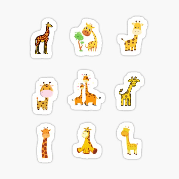 "giraffe cute animals pack Sticker for kids" Sticker by kidsia | Redbubble