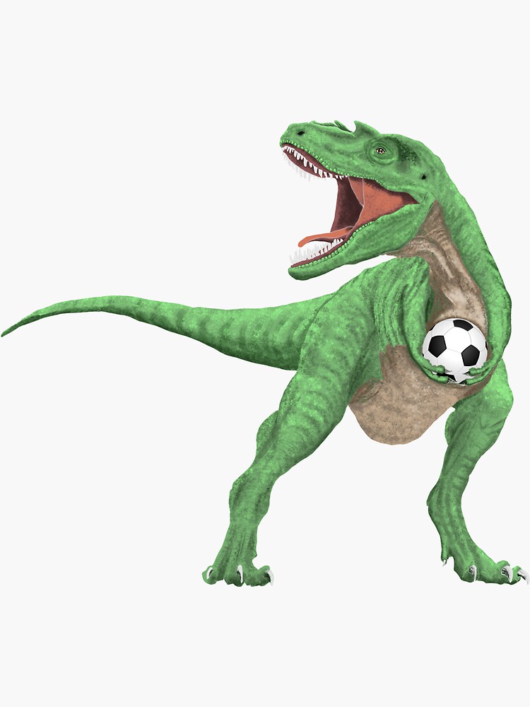 "DINOSAURS AND FOOTBALL - T REX AND SOCCER" Sticker by Danicus666 ...