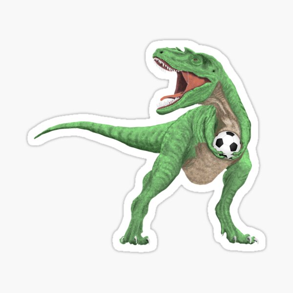 "DINOSAURS AND FOOTBALL - T REX AND SOCCER" Sticker by Danicus666 ...