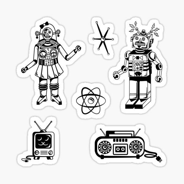 "Retro Robot and Technology Sticker Pack" Sticker for Sale by Galanat26 ...