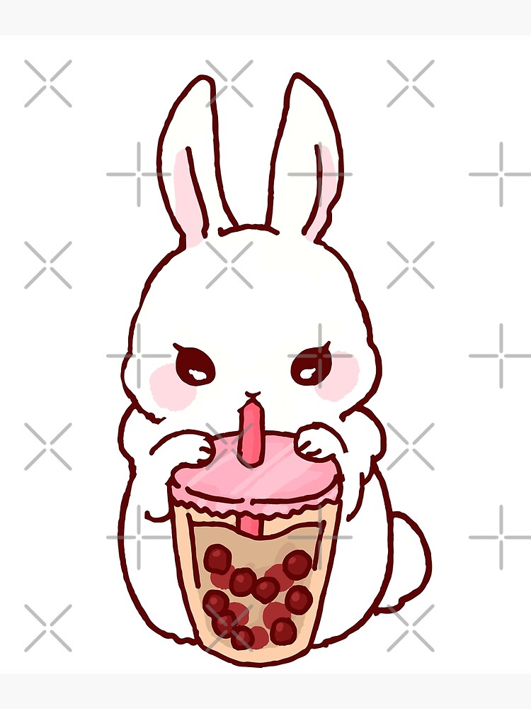 "Cute Bunny Drinking Bubble Tea Kawaii Rabbit Easter" Poster for Sale ...