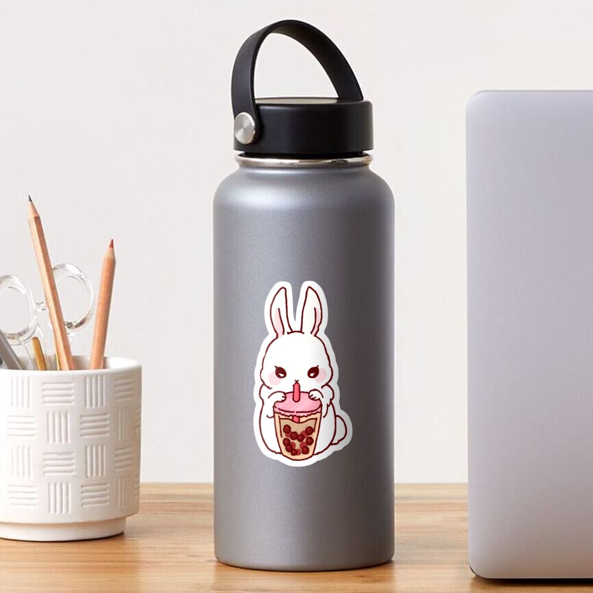 "Cute Bunny Drinking Bubble Tea Kawaii Rabbit Easter" Sticker by ...