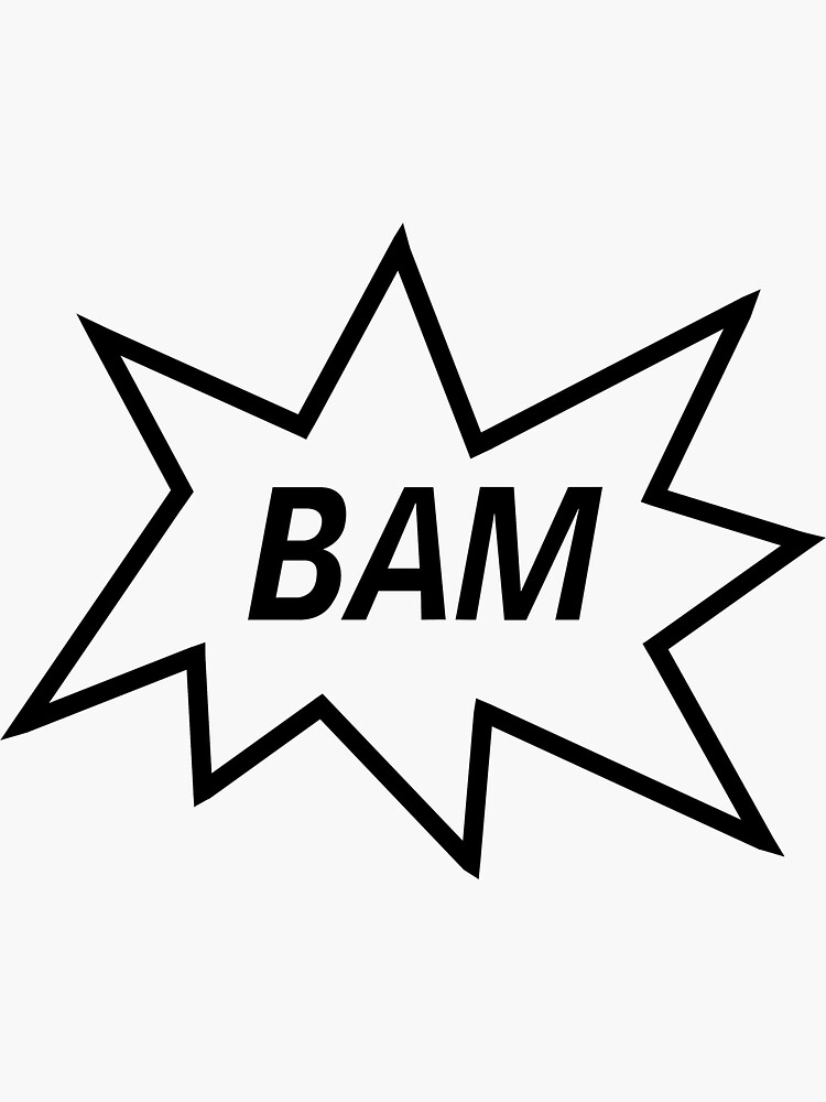 "Bam!" Sticker for Sale by freeformations | Redbubble