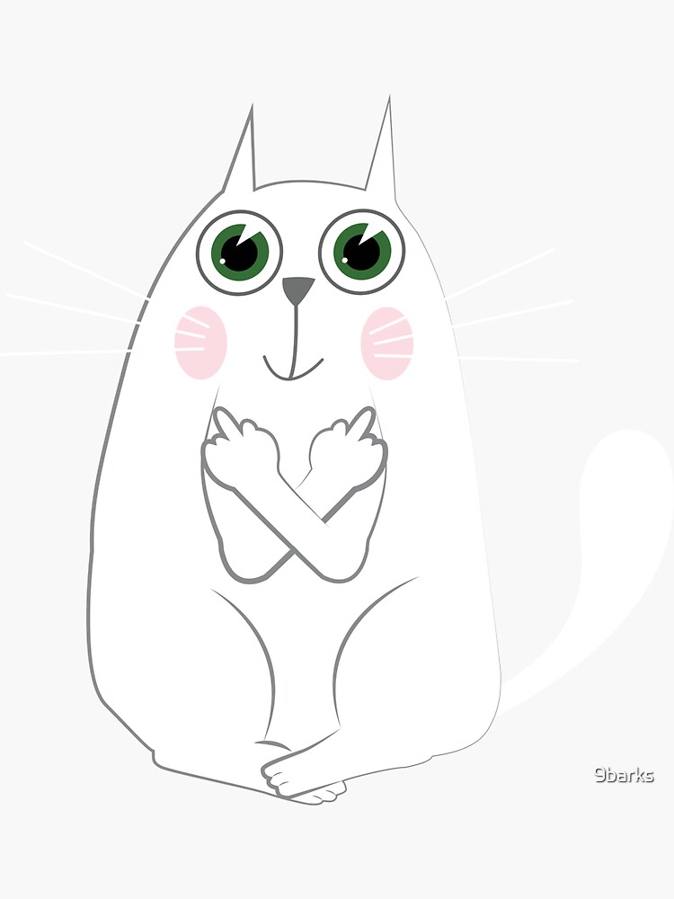 "Cute Cat Showing Middle Fingers" Sticker for Sale by 9barks | Redbubble